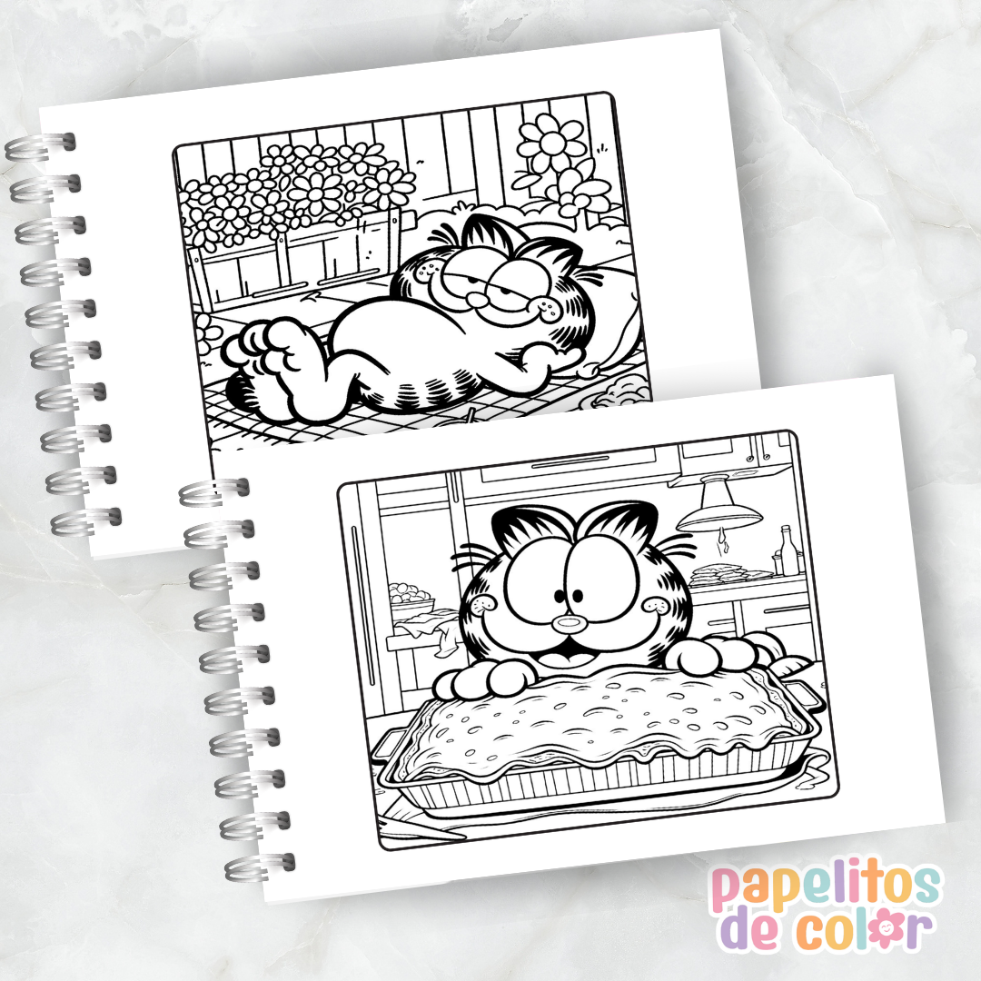 🐱 Libro para Pintar Garfield 🎨🧡 | Papelitos de color