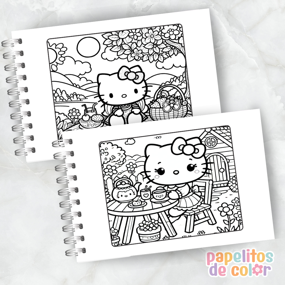 🐱💖Libro para pintar Hello Kitty 🎀 | Papelitos de color