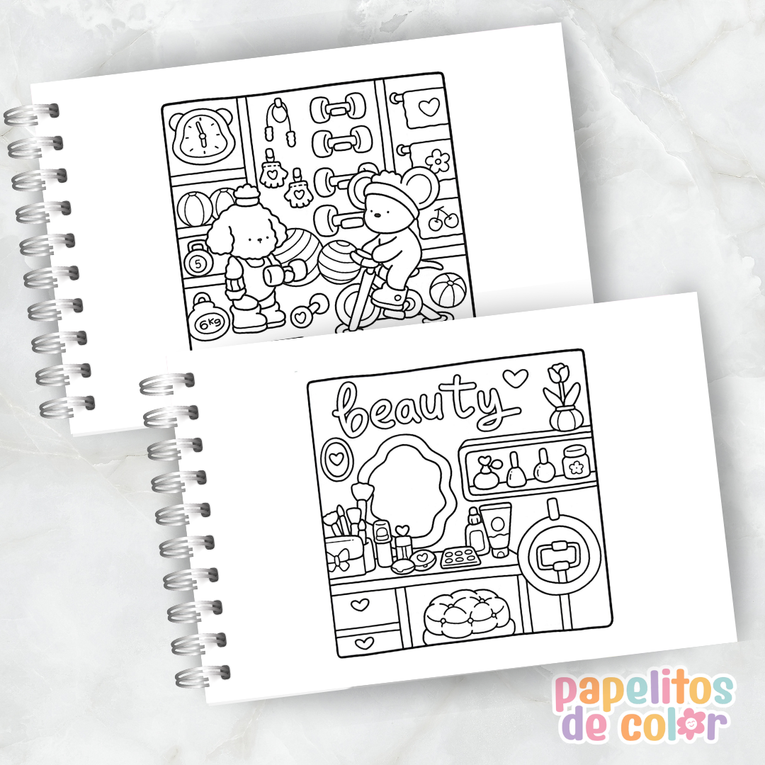 🎨💖Libro para pintar Little Corner 🏡 | Papelitos de color