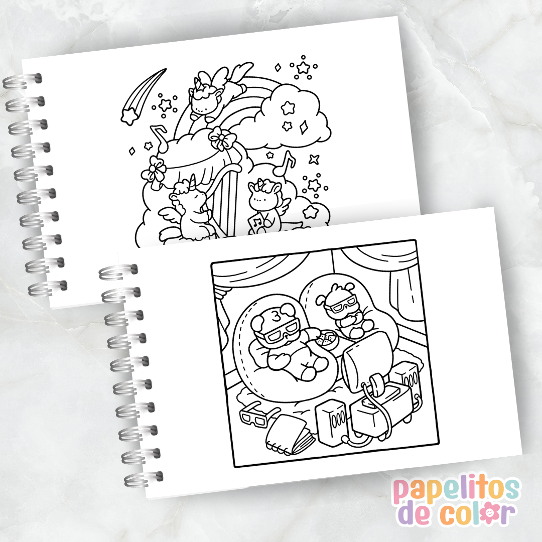 🤎🎨Libro para pintar Comfy & Cozy 🧸🕯️ | Papelitos de color