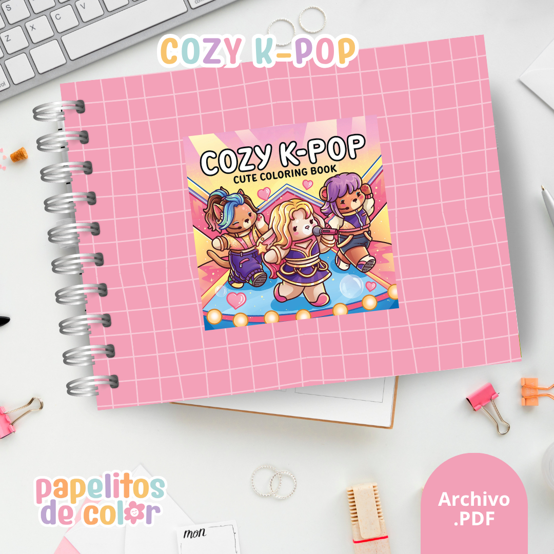 🎶 Libro para Pintar Cozy K-Pop 🎨💖 | Papelitos de color