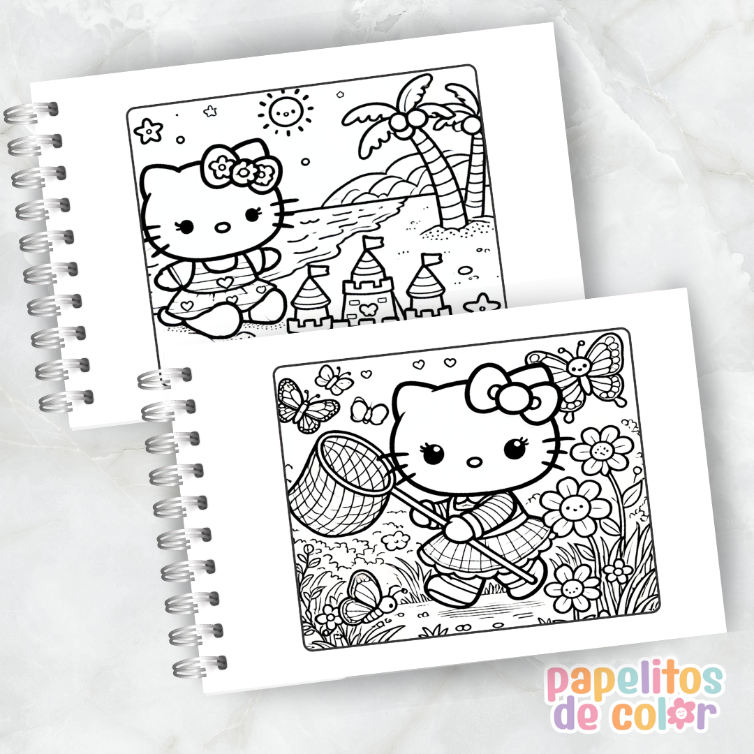 🐱💖Libro para pintar Hello Kitty 🎀 | Papelitos de color
