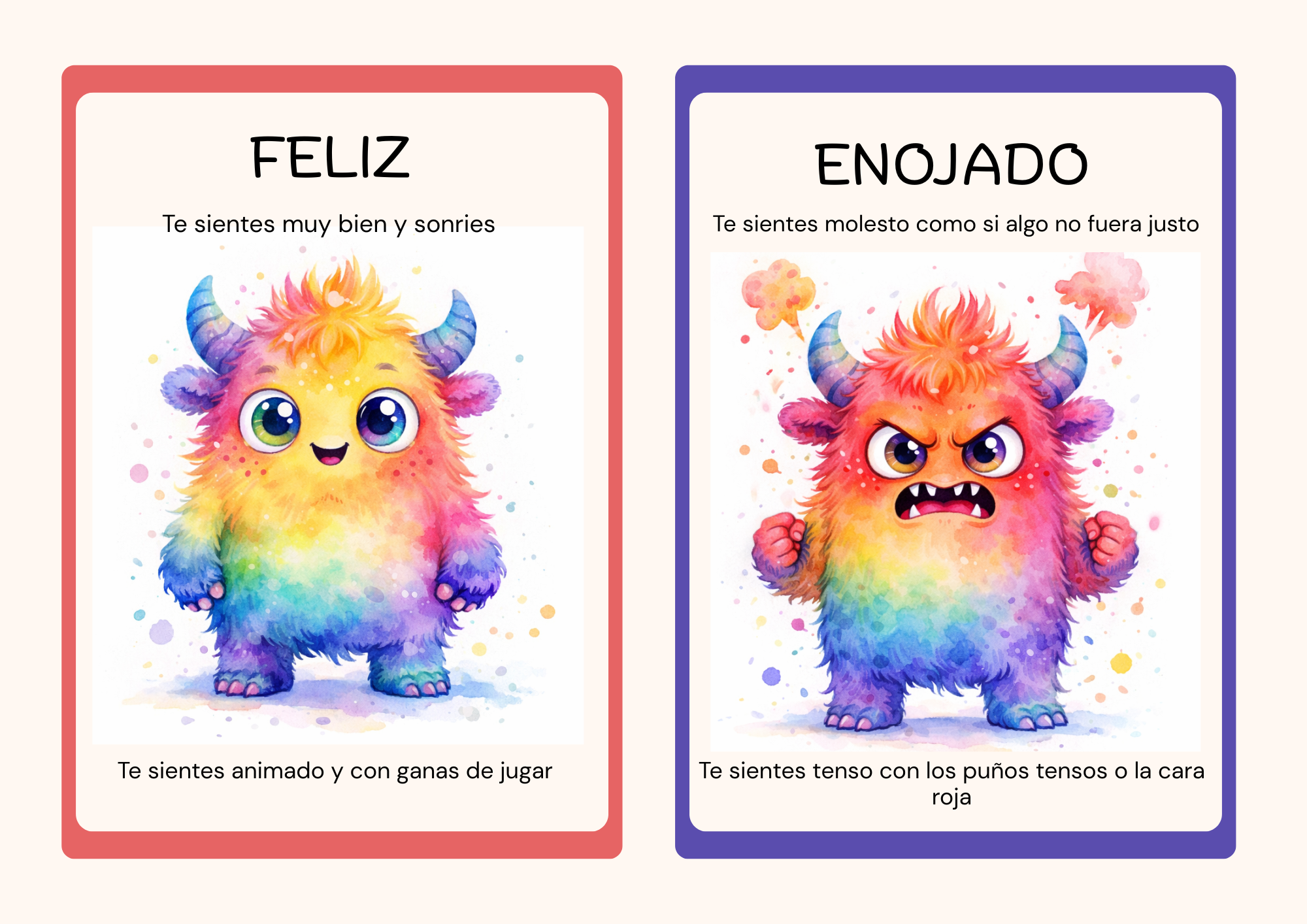 Tarjetas de Emociones para Niños – Mini Monsters Emocionales (20 ...