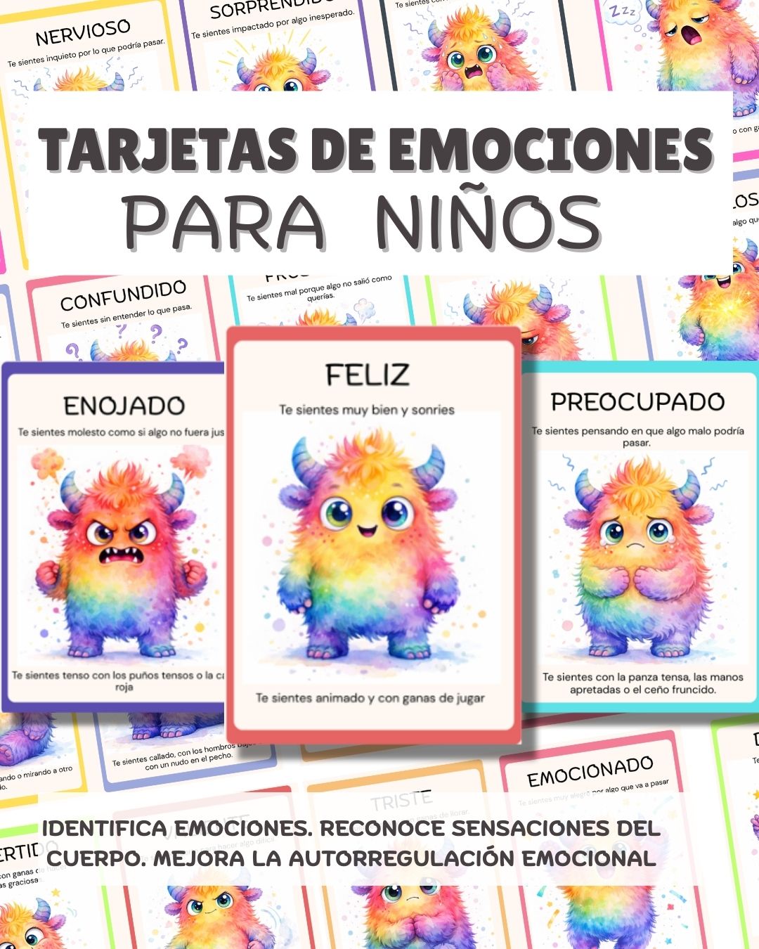 Tarjetas de Emociones para Niños – Mini Monsters Emocionales (20 ...