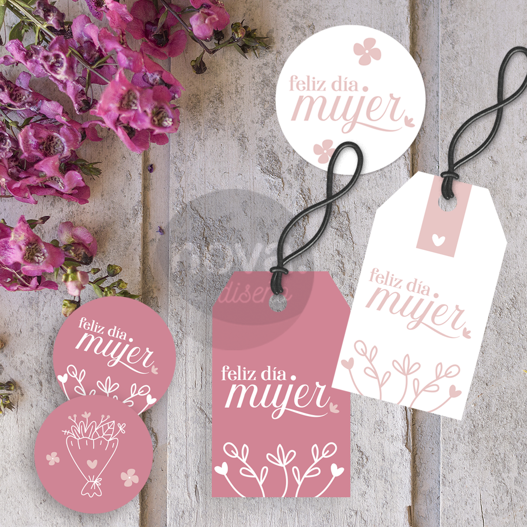 Kit Imprimible Etiquetas y Tarjetas 8M Día de la mujer | nova diseño