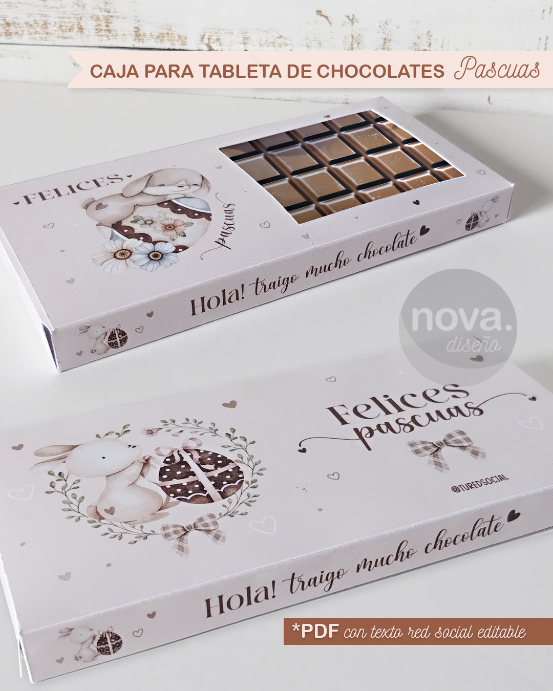 Imprimible Caja tableta de chocolate conejitos Pascuas - RED SOCIAL ...