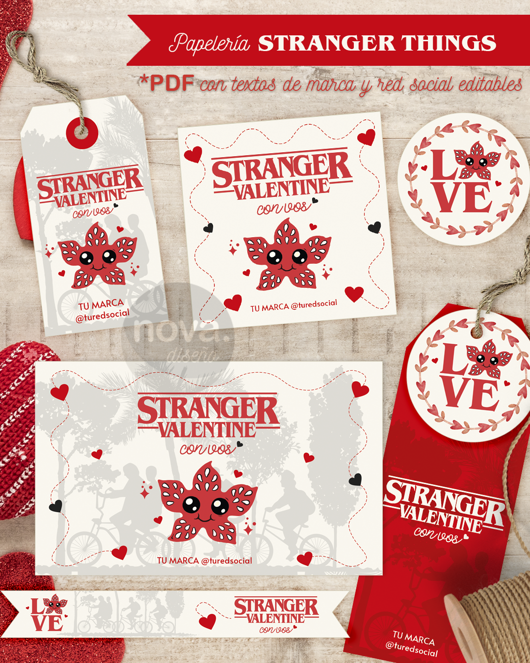 Imprimible Papelería ST San Valentin 26 con Textos de Marca y Red ...