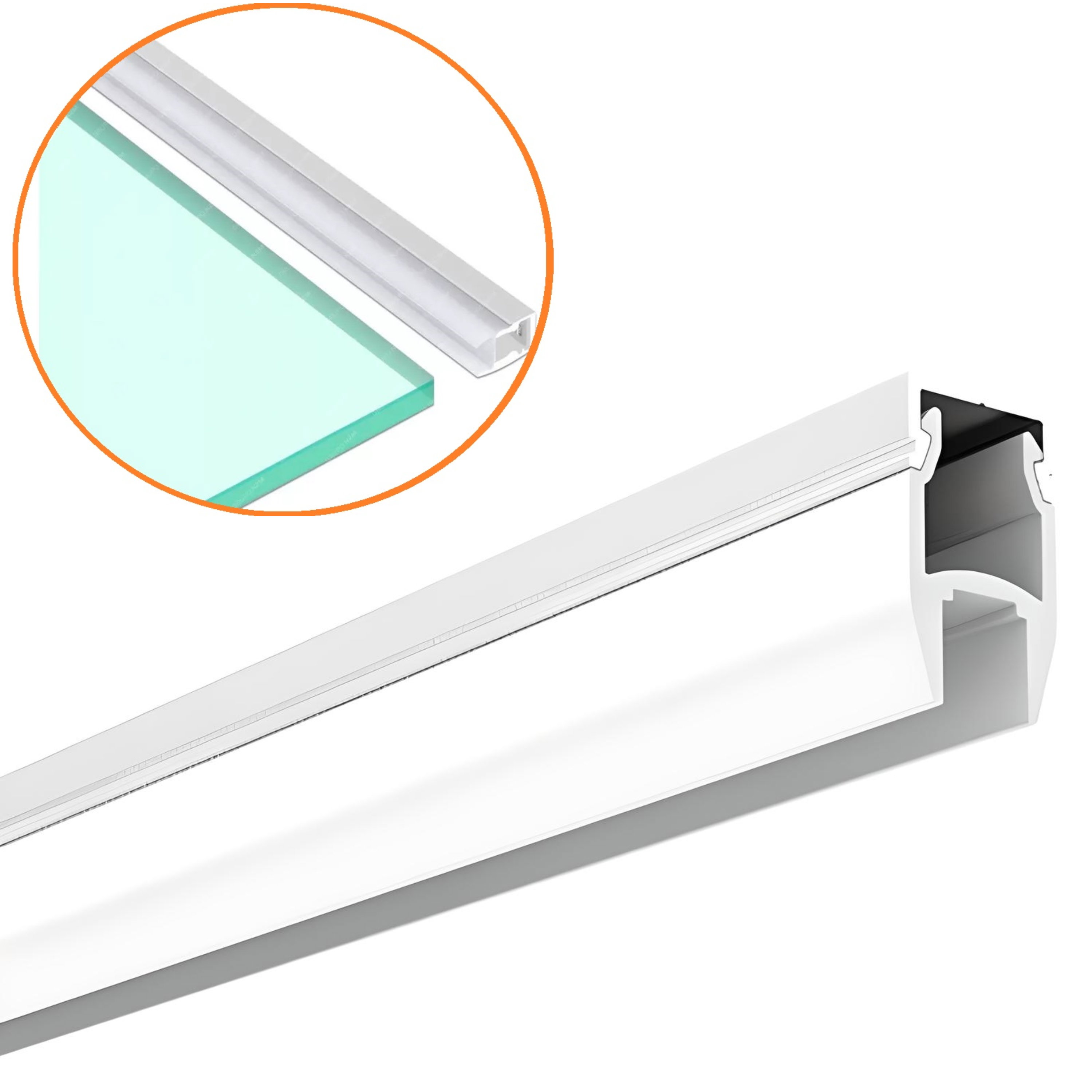 Perfil 200CM Aluminio Tira Led 11.2x11.2 P/vidrio 8mm C/tapa | Lubox ...