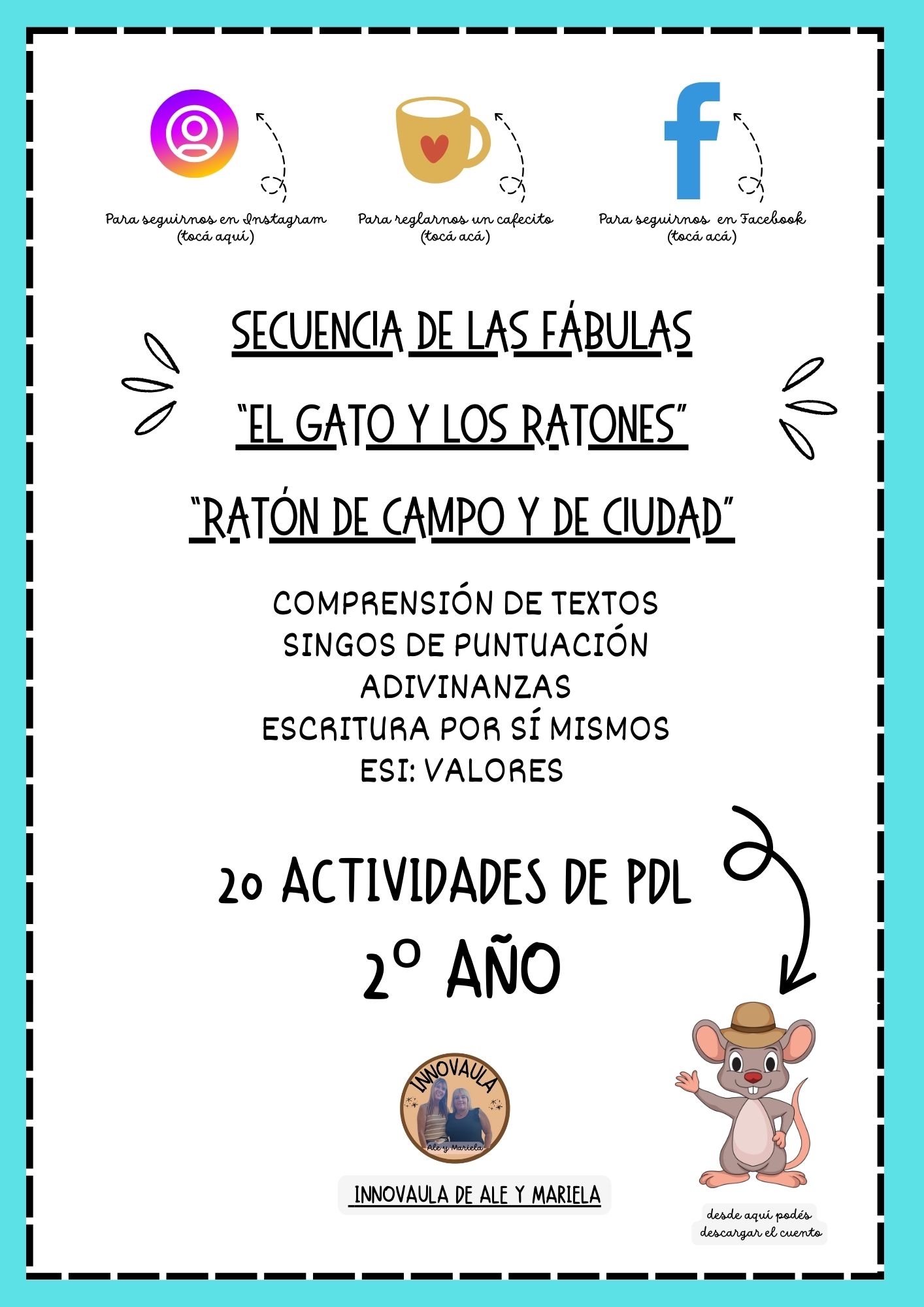 Fábulas: “El gato y los ratones” “Ratón de campo y de ratón de ciudad ...